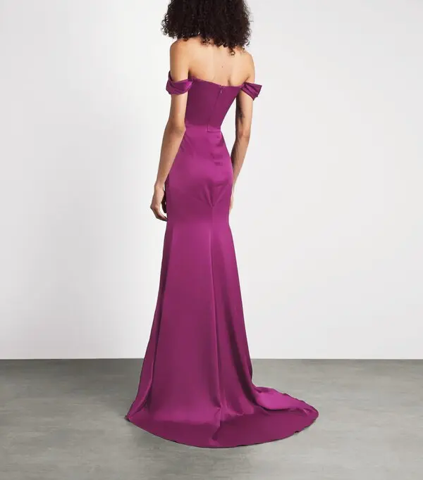 Alex Perry Satin Crepe Off-shoulder Gown