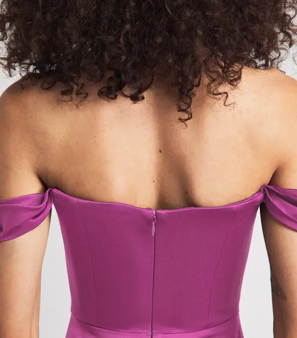 Alex Perry Satin Crepe Off-shoulder Gown