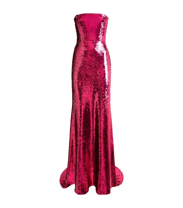 Alex Perry Sequin Strapless Gown - Pink