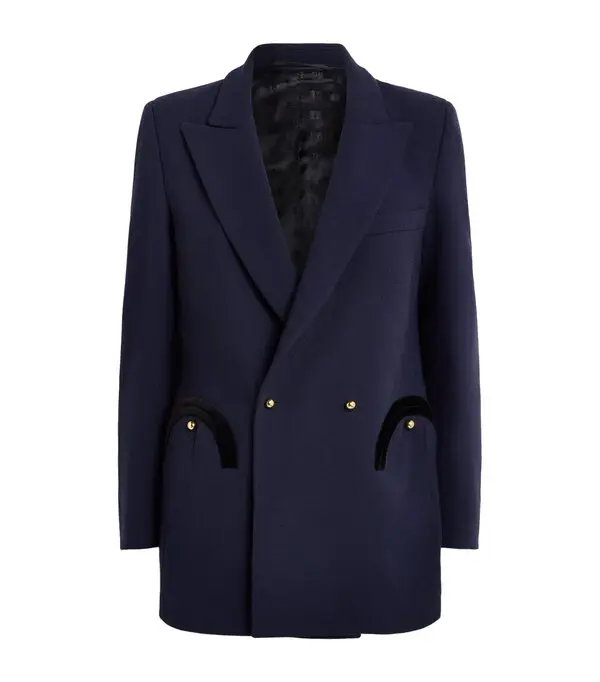 BLAZÉ MILANO Virgin Wool Double-breasted Everyday Blazer - Navy