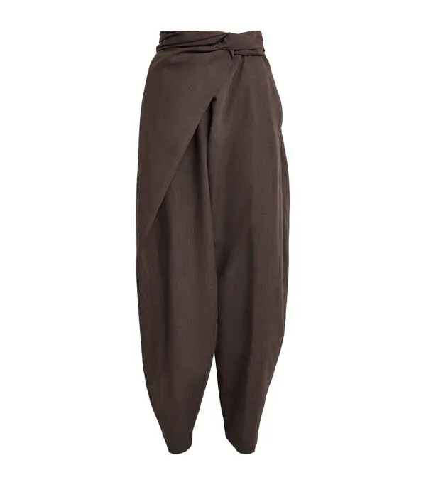 RÓHE Wool Sarong-knot Trousers - Brown