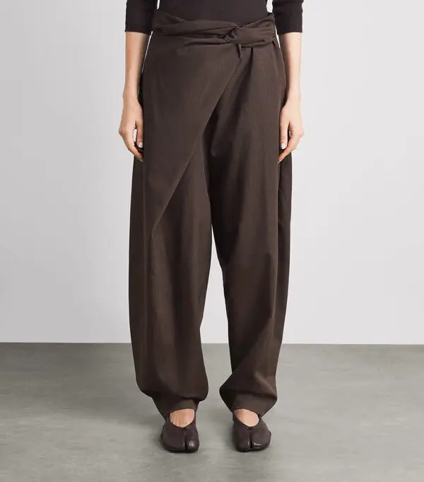 RÓHE Wool Sarong-knot Trousers - Brown