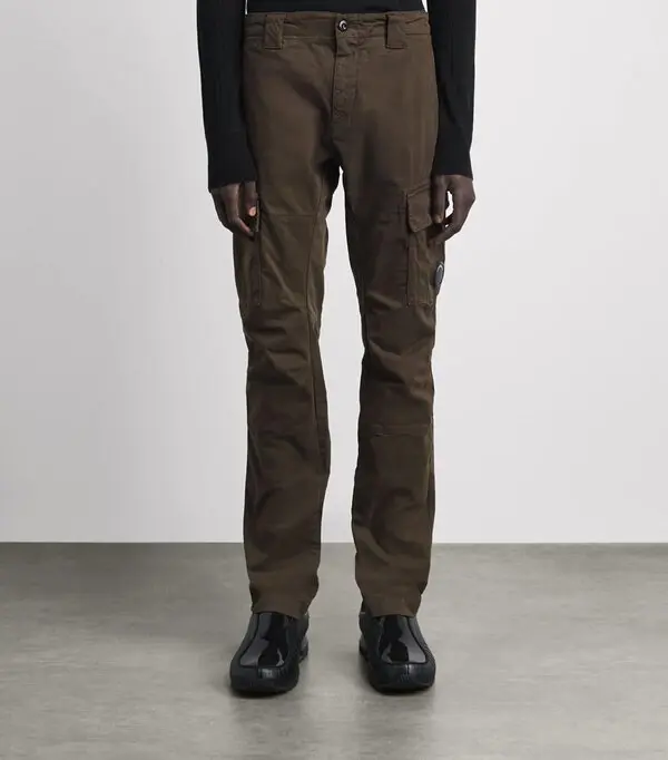 C.P. COMPANY Stretch-cotton Sateen Cargo Trousers - Green