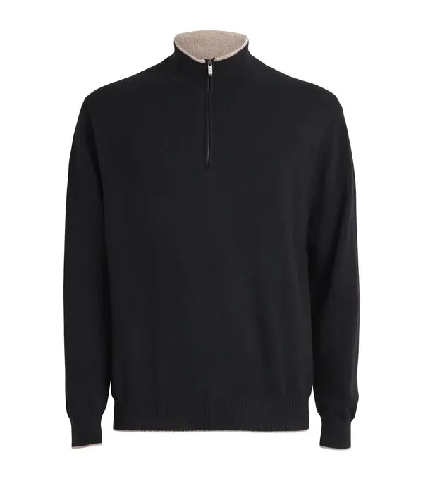 Paul & Shark Cashmere Quarter-zip Sweater - Black