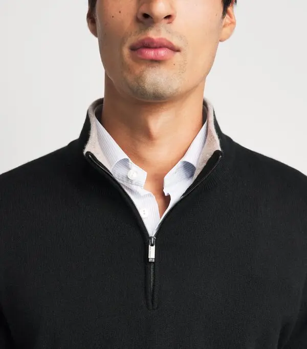 Paul & Shark Cashmere Quarter-zip Sweater - Black