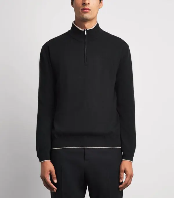 Paul & Shark Cashmere Quarter-zip Sweater - Black