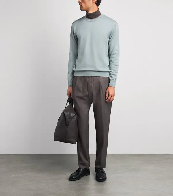Paul & Shark Virgin Wool-silk Crew-neck Sweater