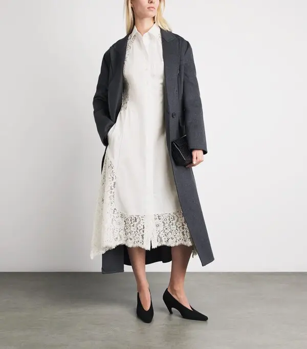 Stella McCartney Organic Cotton Lace-panel Midi Shirt Dress
