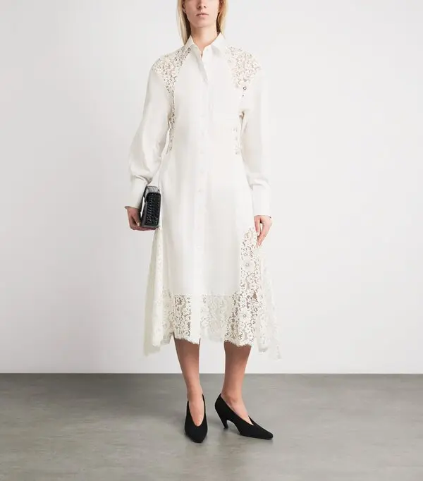 Stella McCartney Organic Cotton Lace-panel Midi Shirt Dress