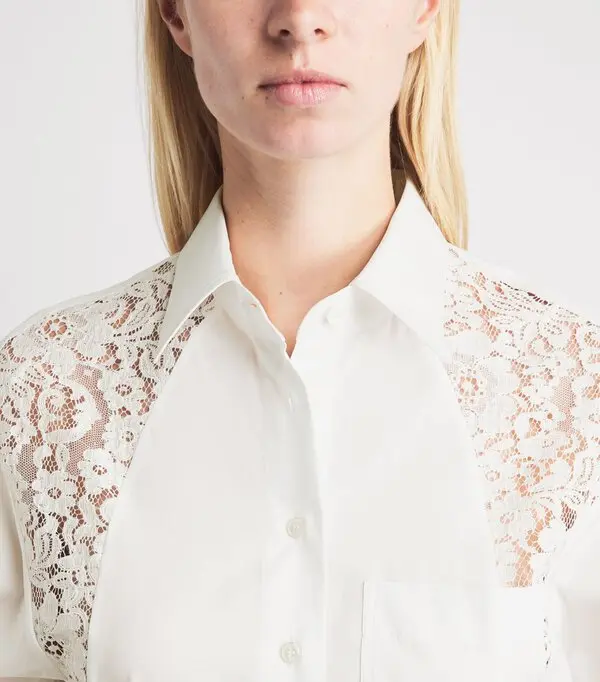 Stella McCartney Organic Cotton Lace-panel Midi Shirt Dress