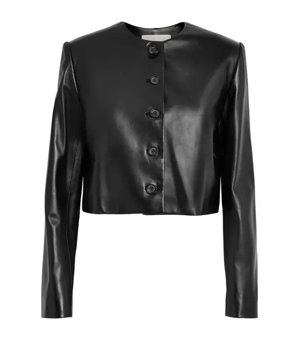 Brandon Maxwell Ryder Leather Cropped Jacket