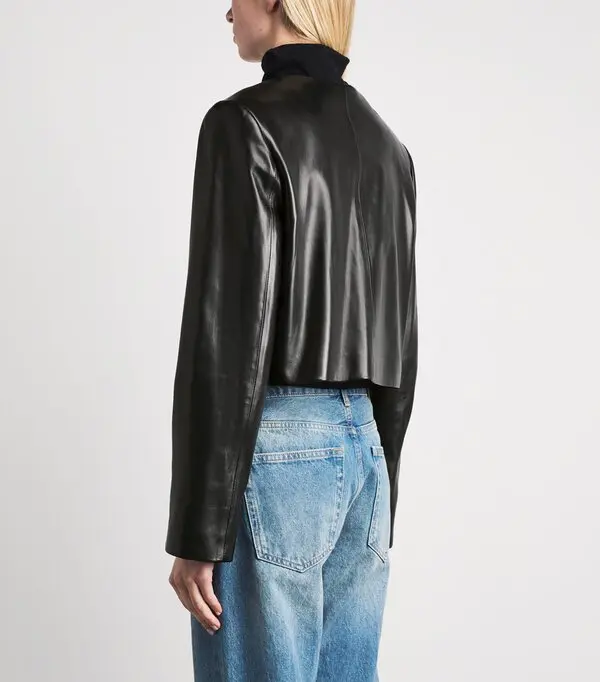Brandon Maxwell Ryder Leather Cropped Jacket