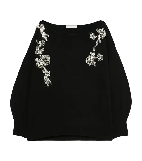 Marina Rinaldi Embellished Boat Neck Sweater