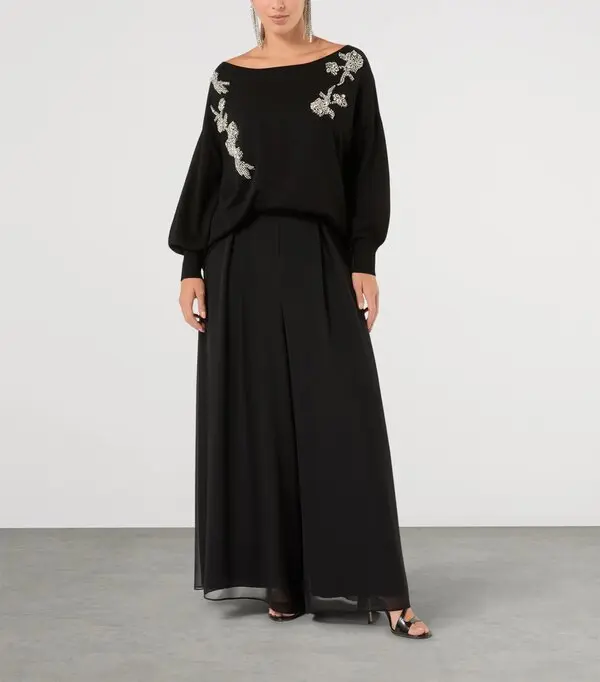 Marina Rinaldi Embellished Boat Neck Sweater