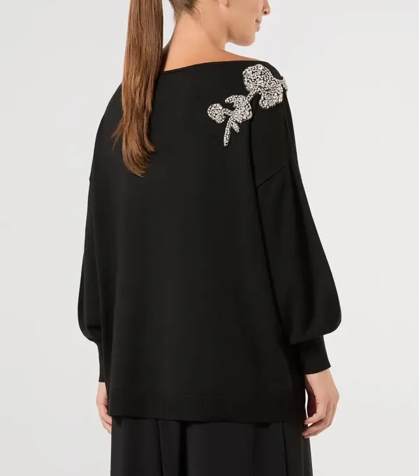 Marina Rinaldi Embellished Boat Neck Sweater