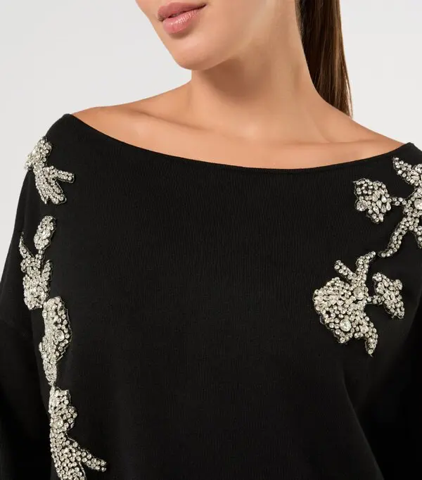 Marina Rinaldi Embellished Boat Neck Sweater