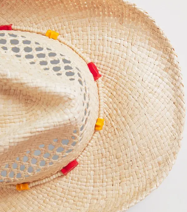 Lack Of Color Raffia Bead-embellished Cowboy Hat