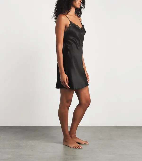 Simone Perele Silk-blend Lace Trim Slip Dress