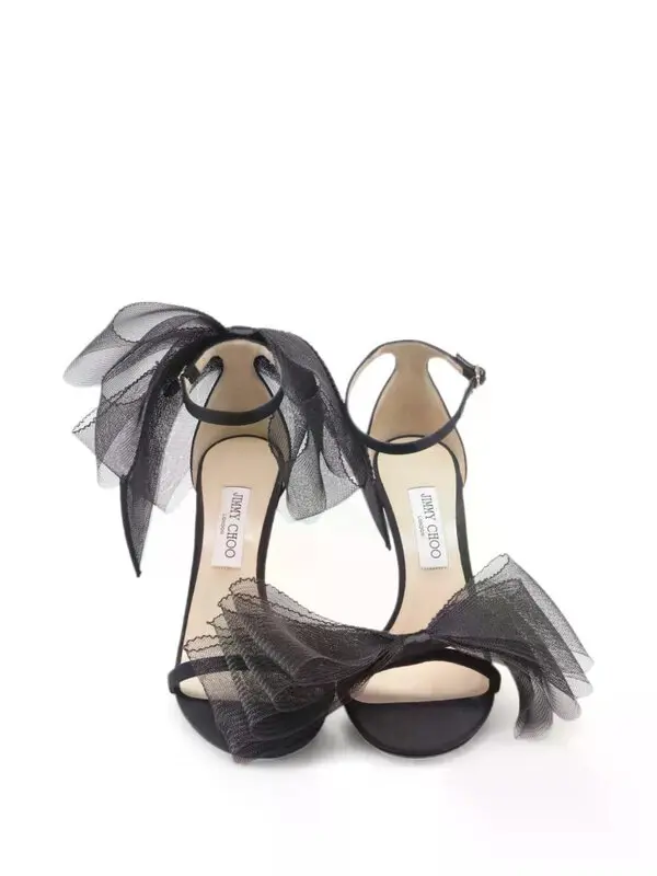 JIMMY CHOO Aveline Bow Detail Ankle Strap Stiletto Sandals
