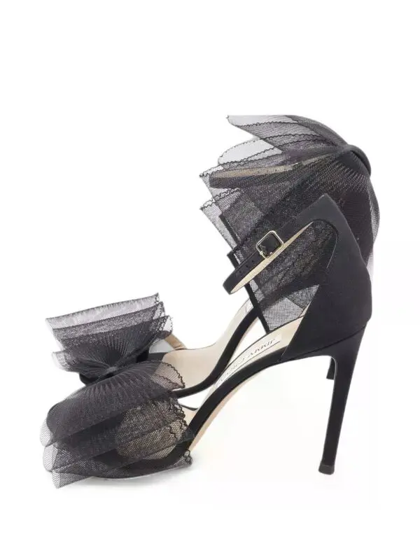 JIMMY CHOO Aveline Bow Detail Ankle Strap Stiletto Sandals