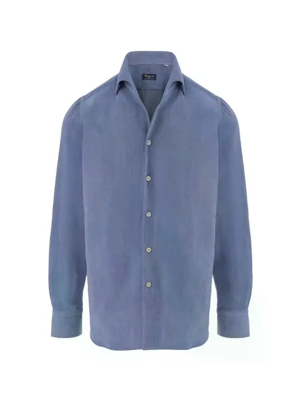 FINAMORE 1925 Fine-ribbed Cotton Shirt - Blue