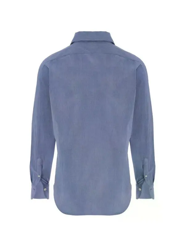 FINAMORE 1925 Fine-ribbed Cotton Shirt - Blue