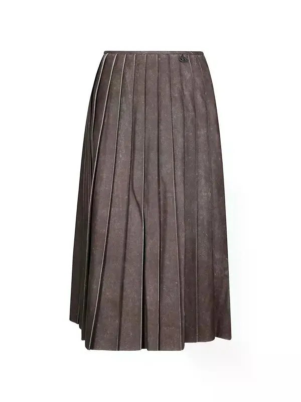 DIESEL® Pleated Logo-plaque Skirt - Brown