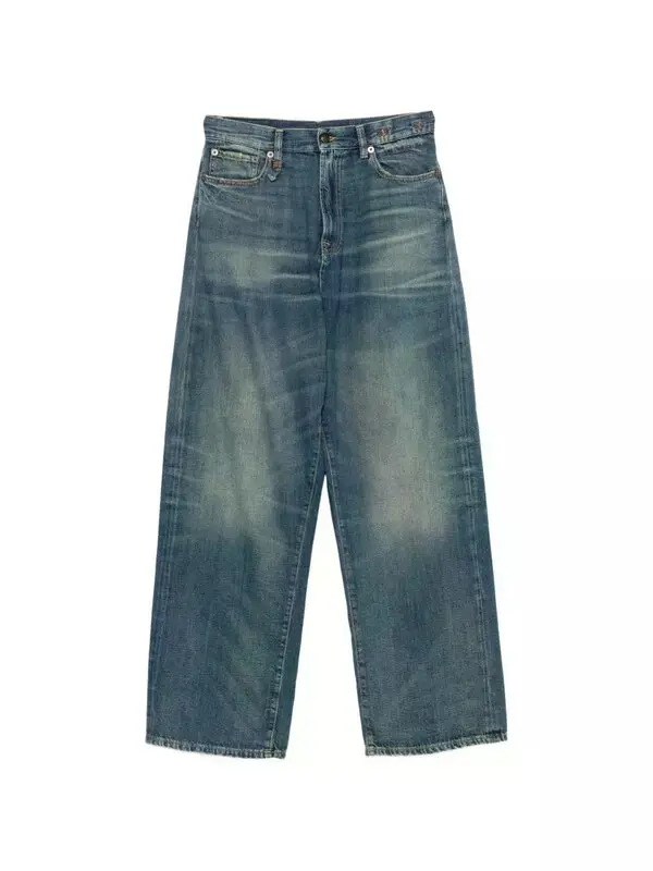 R13 Wide-leg Denim Jeans With Faded Effect
