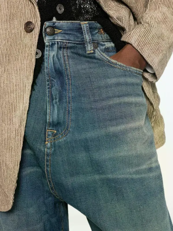 R13 Wide-leg Denim Jeans With Faded Effect