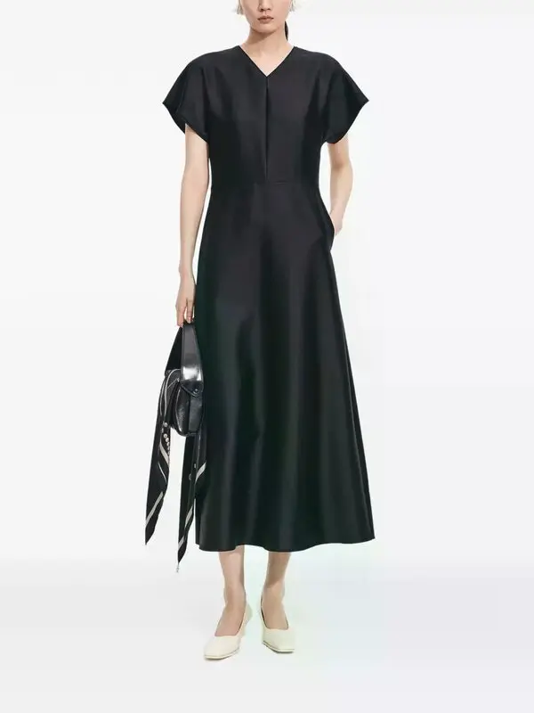 JNBY V-neck Dolman Sleeve Dress With Raw Edge Detailing - Black