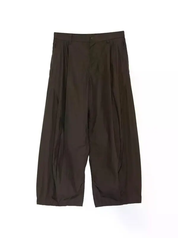 CROQUIS Curved-leg Poplin Trousers - Brown