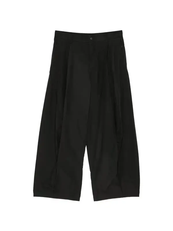 CROQUIS Curved-leg Poplin Trousers - Black