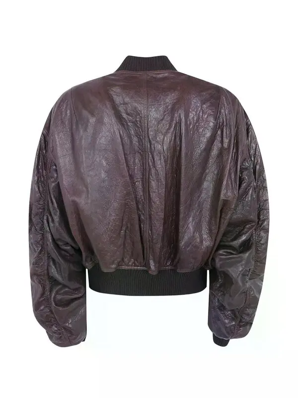 Rick Owens Crinkled Leather Bomber Jacket
