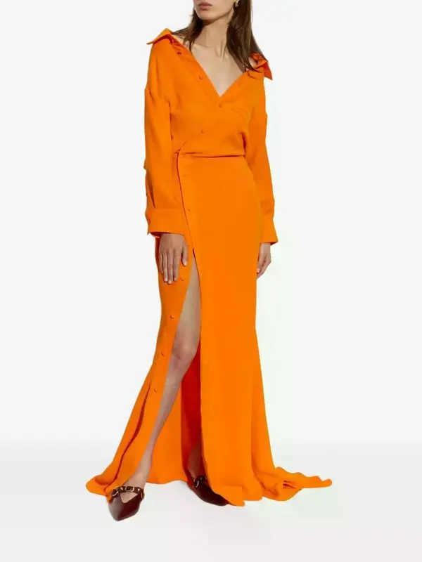 Balenciaga Off-shoulder Silk Cady Maxi Dress