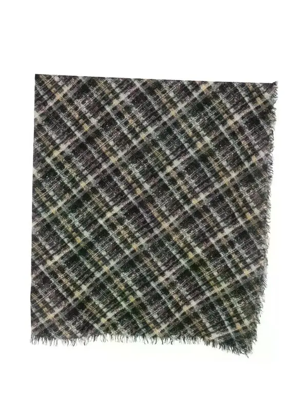 Faliero Sarti Scott Check-pattern Frayed Scarf
