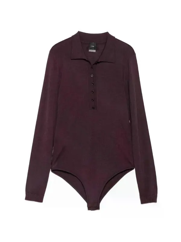 Pinko Ribbed Knit Polo Bodysuit