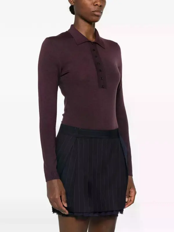 Pinko Ribbed Knit Polo Bodysuit