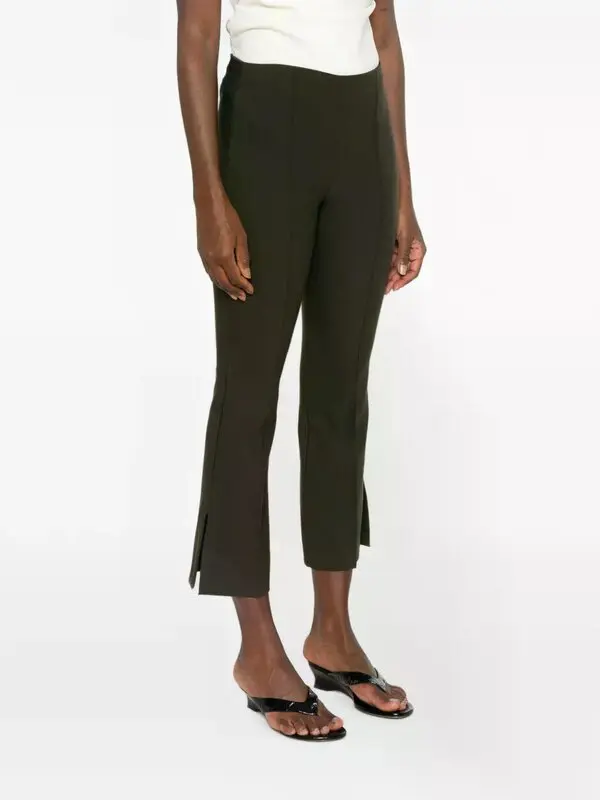 Vince Seam-detail Side-slit Trousers - Green