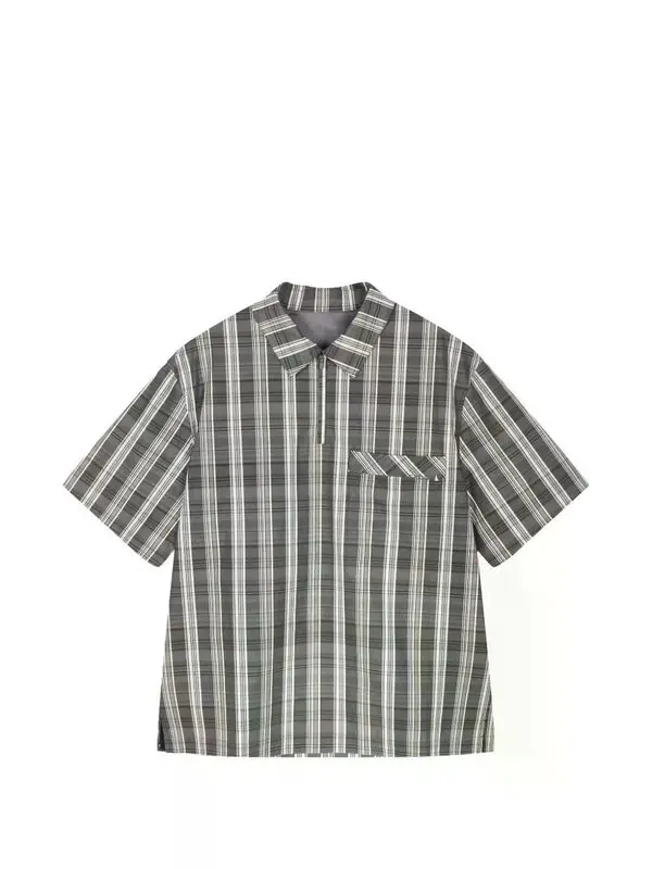 CROQUIS Checked Logo-embroidered Polo Shirt - Grey