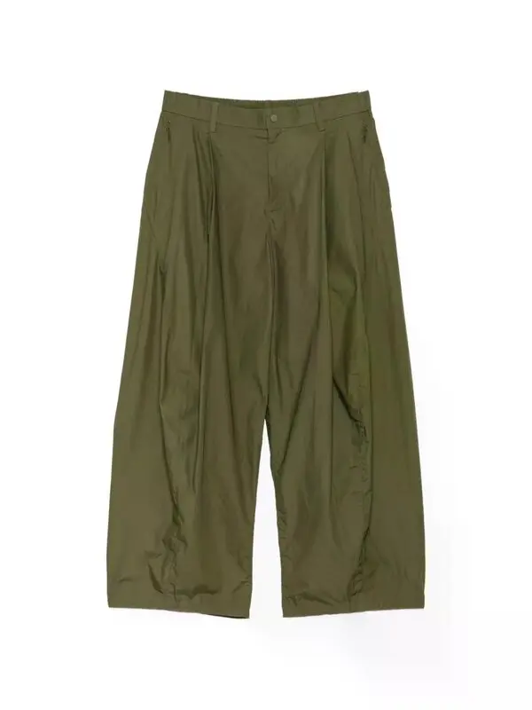 CROQUIS Curved-leg Poplin Trousers - Green