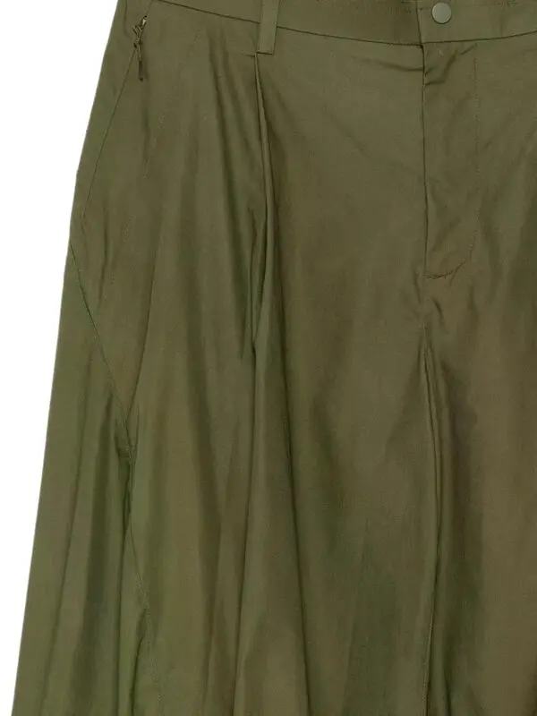CROQUIS Curved-leg Poplin Trousers - Green