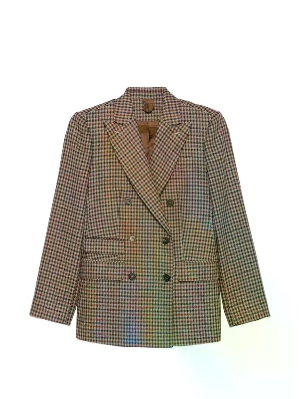 Max Mara Double-breasted Blazer With Houndstooth Pattern