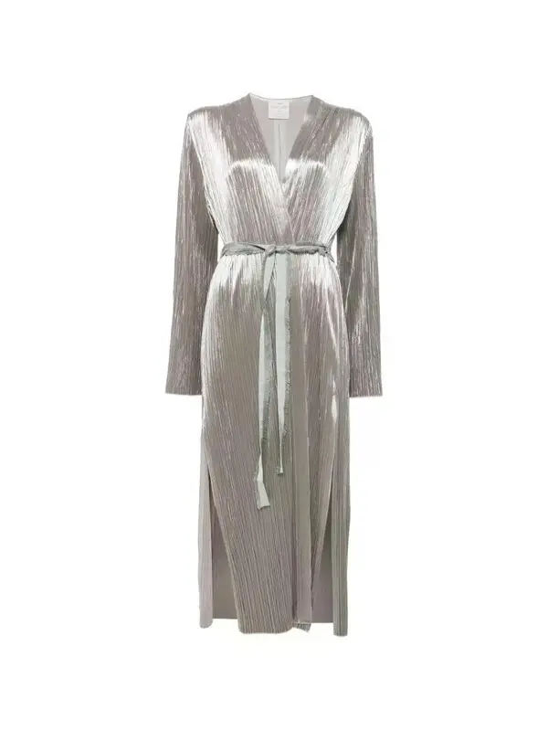 FORTE_FORTE Plissé-effect Belted Coat - Grey