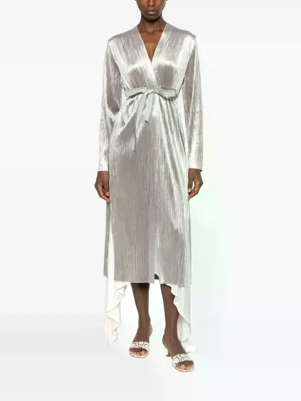 FORTE_FORTE Plissé-effect Belted Coat - Grey