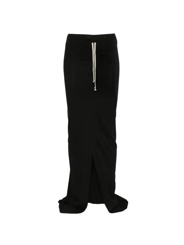 Rick Owens Soft Edfu Drawstring Maxi Skirt - Black