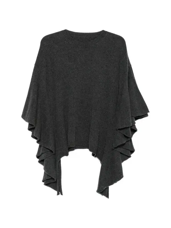 UMA WANG Ruffled Sleeve Cashmere Jumper - Grey
