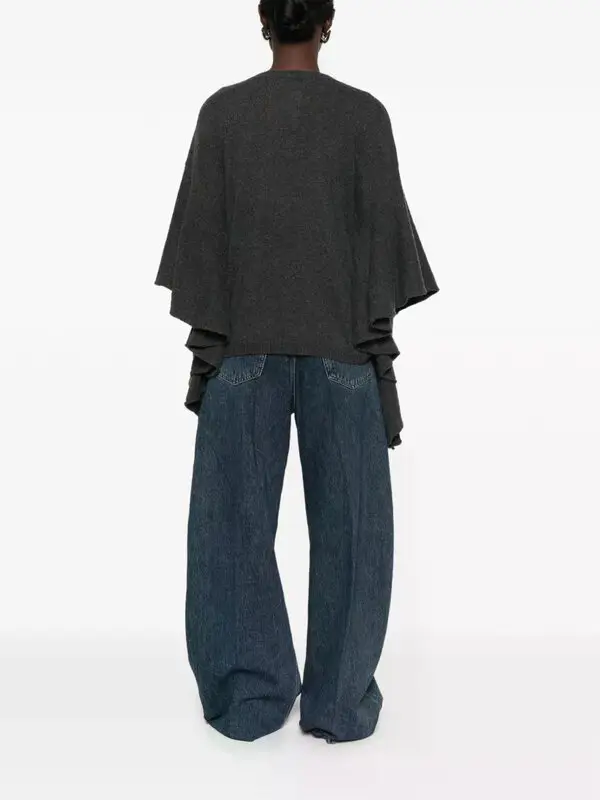 UMA WANG Ruffled Sleeve Cashmere Jumper - Grey