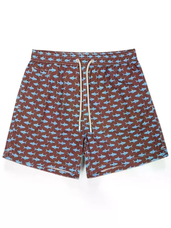 MC2 SAINT BARTH Printed Drawstring Swim Shorts - Brown