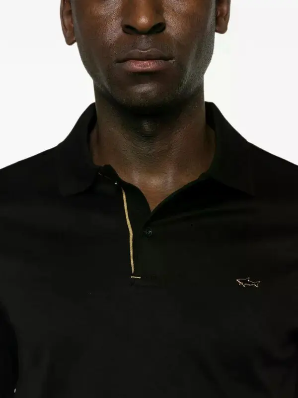 Paul & Shark Logo-plaque Long-sleeve Polo Shirt - Black