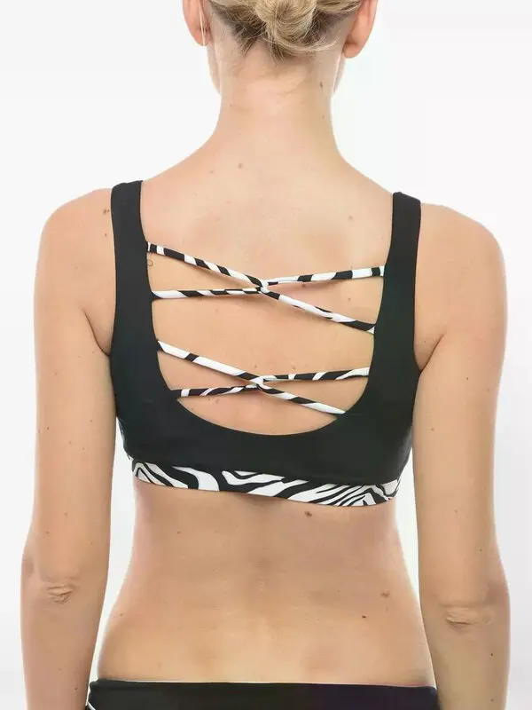 Karl Lagerfeld Logo-print Animal-pattern Bikini Top